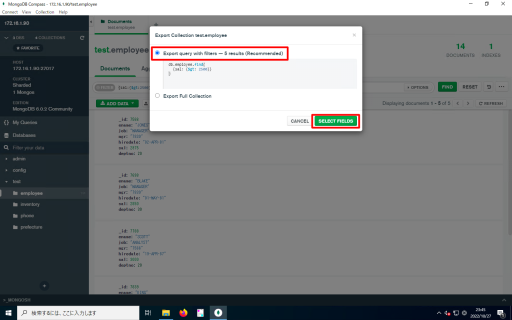 MongoDB importとexport | ネットワークチェンジニアとして